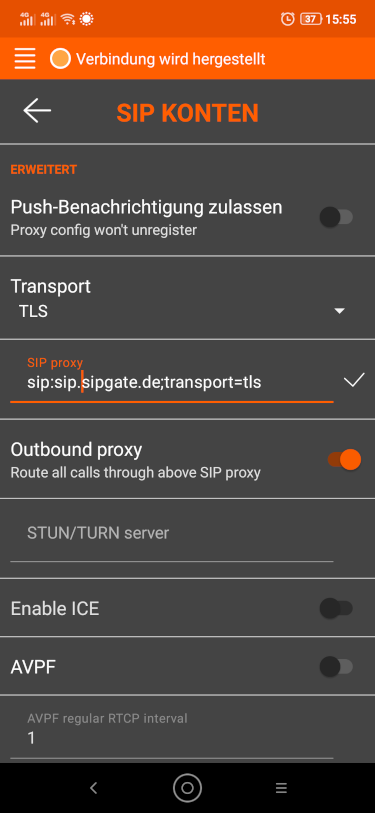 sipgate - Konfiguration
